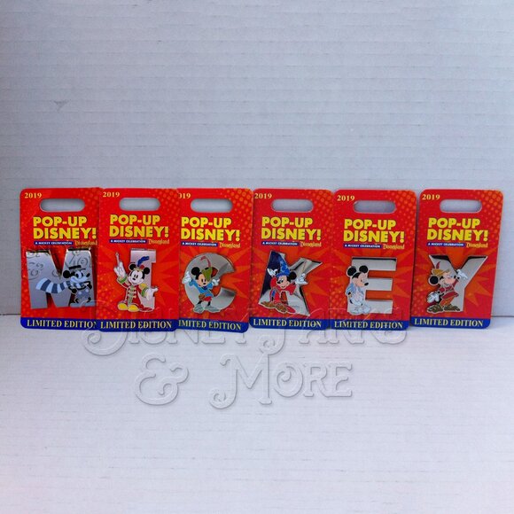 Disney | Jewelry | Disney Parks Mickey Letters Pin Set Disneyland Pop ...